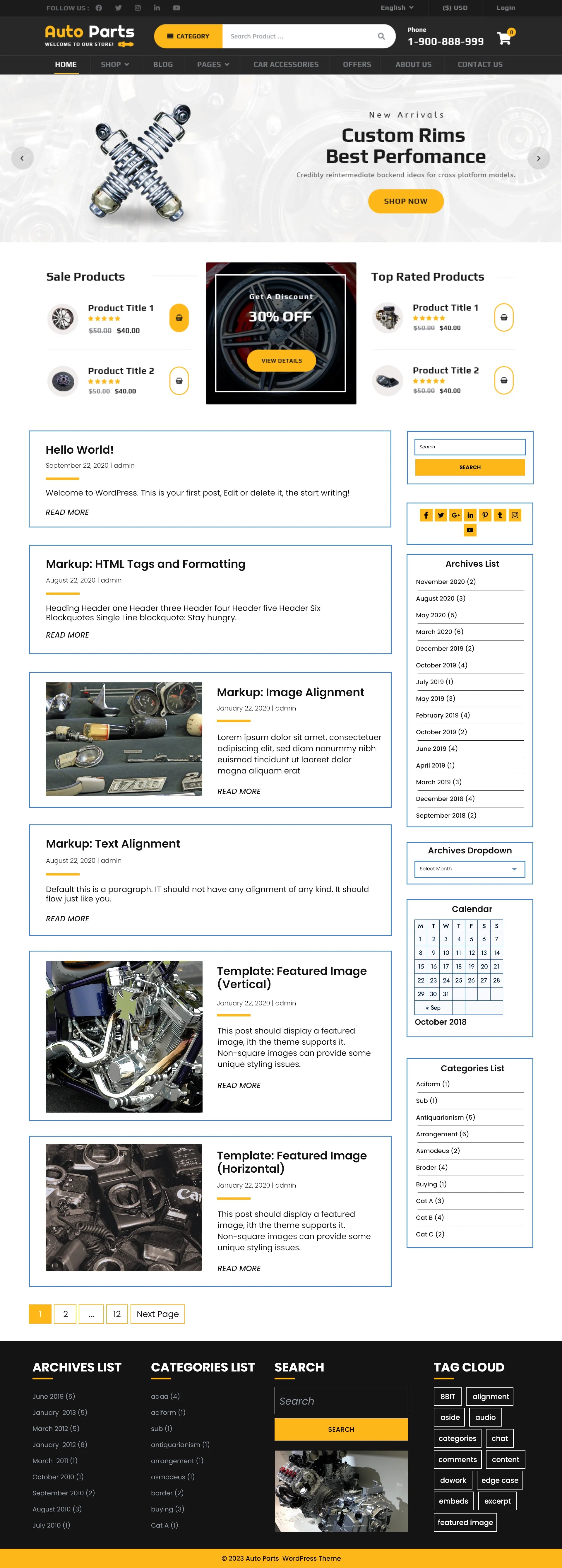 Free Auto Parts WordPress Theme - Perfect For Garage Website Buywptemplates