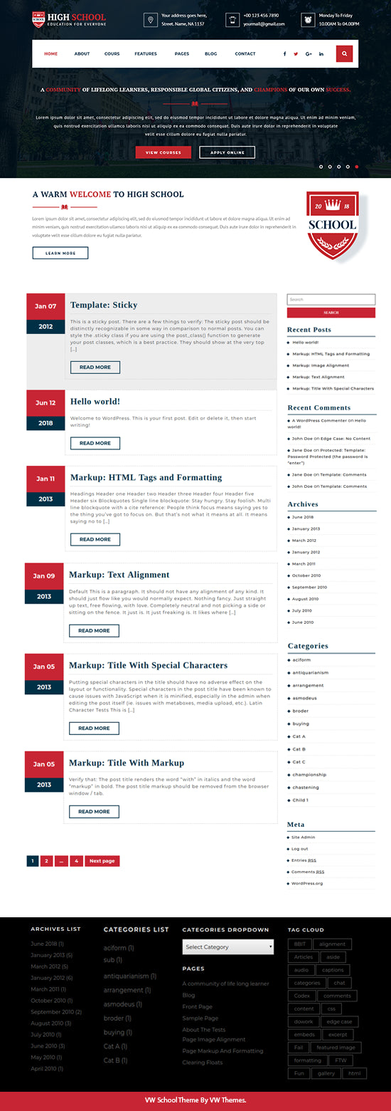 Free Wordpress School Theme Modern Educational Design Buywptemplates