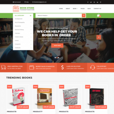 Free Bookstore WordPress Template Buywptemplates