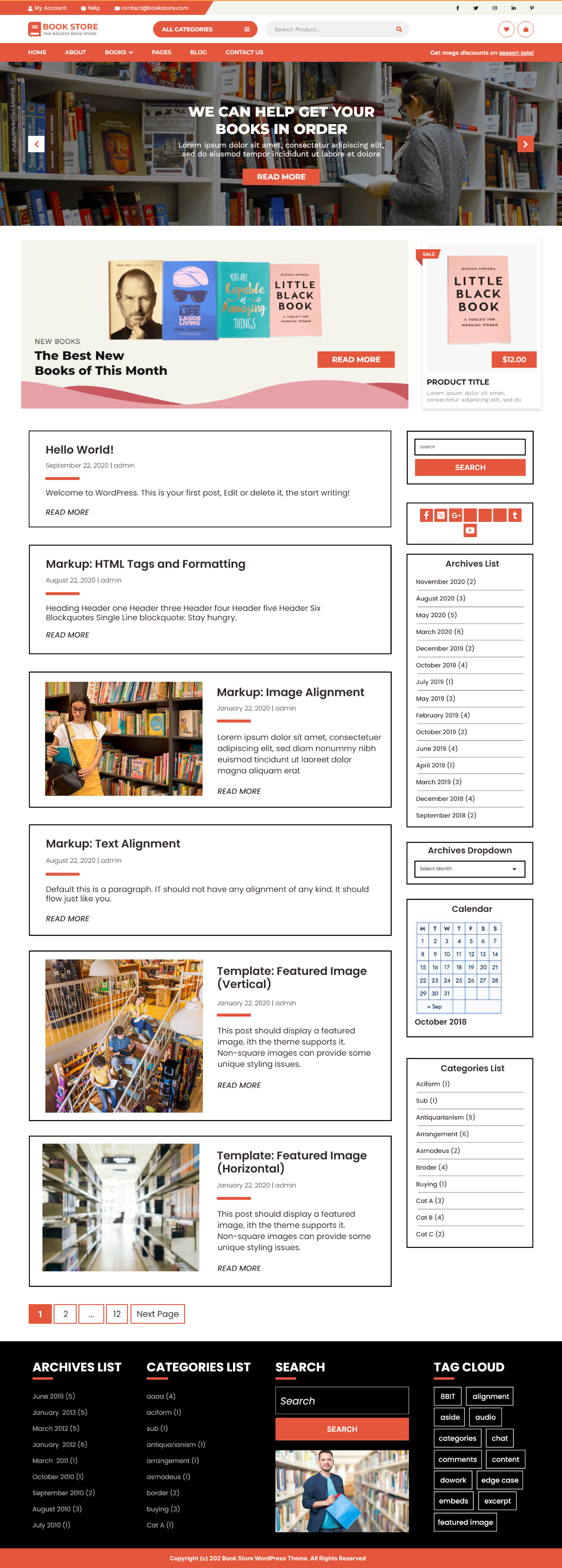 Free Bookstore WordPress Template Buywptemplates